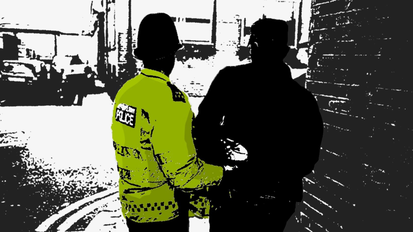 Police officer in hi-vis restraining man – Iain Gould – Actions Against ...